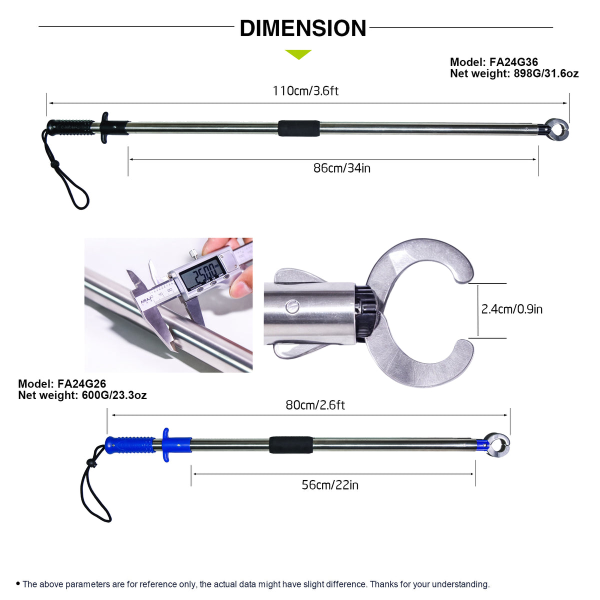 110cm Boat Fish Lip Gripper Stainless Steel Fish Grabber Bearing 300lb ...